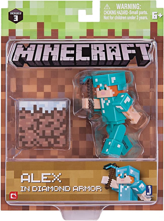 Alex In Diamond Armor Minecraft 3 Inch Action Figure | Toy Game Shop