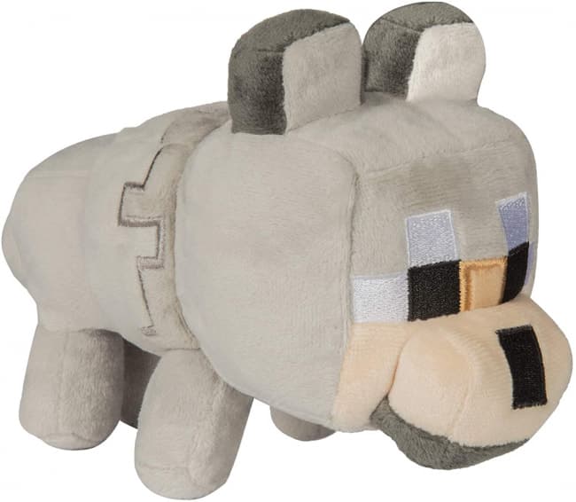 Minecraft Happy Explorer Untamed Wolf Plush Stuffed Toy Gray 9 Inches ...