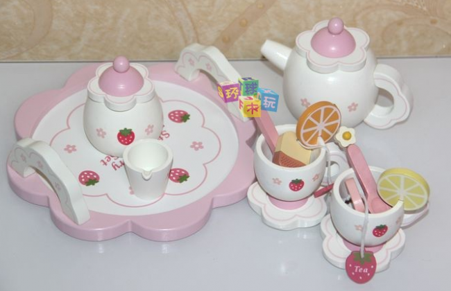 Mother Garden Handmade Wooden Pretend Play Toy--Strawberry Tea Pot Set ...